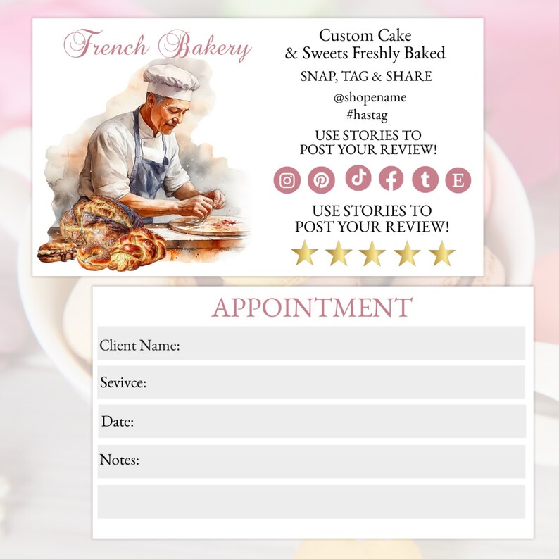 Personalized French Bakery Business Card Appointment Card - Etsy