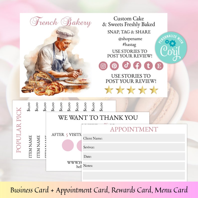 Personalized French Bakery Business Card Appointment Card - Etsy
