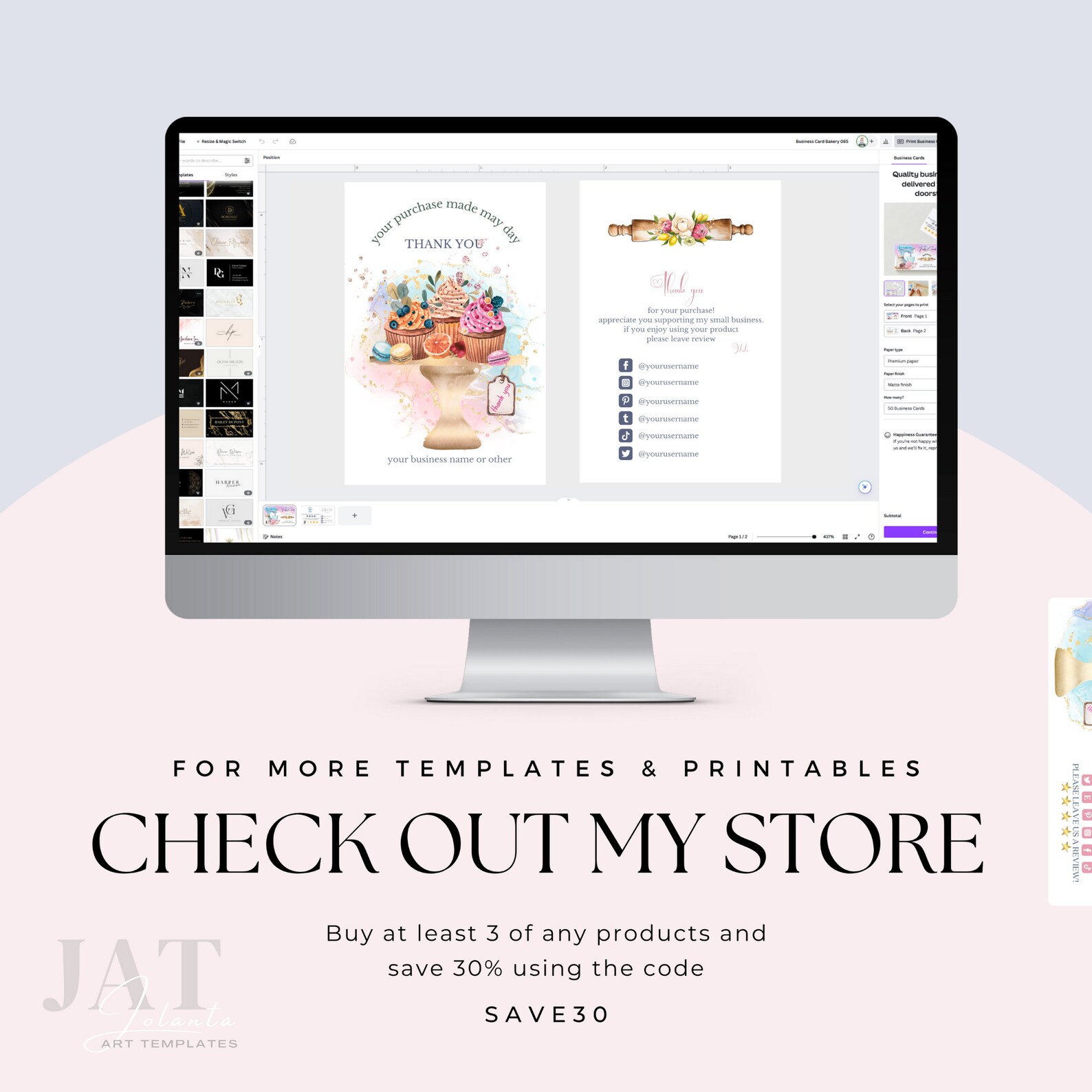 Bakery Insert Card | Bakery Template | Editable Template | Editable ...