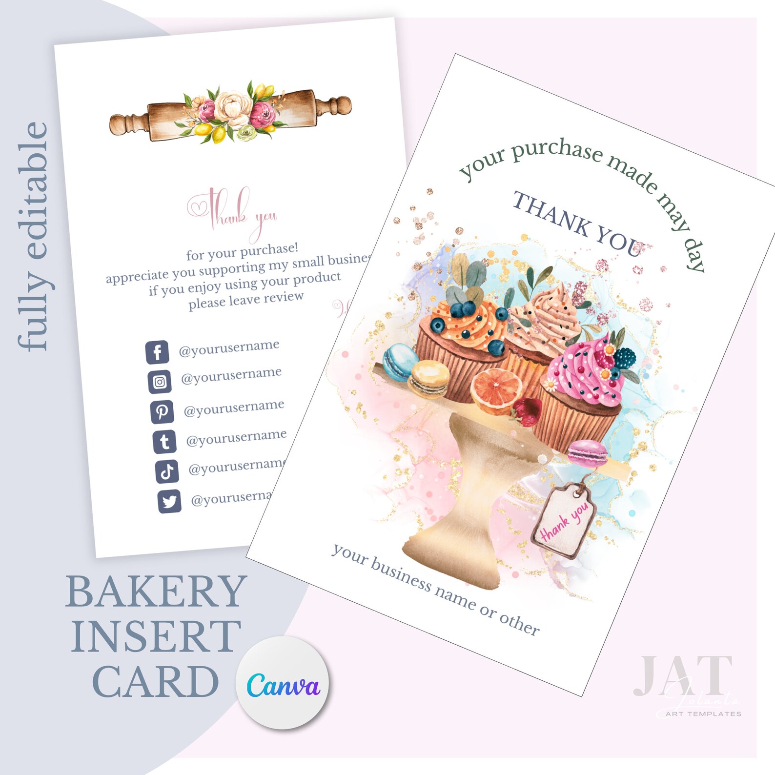 Bakery Insert Card | Bakery Template | Editable Template | Editable ...