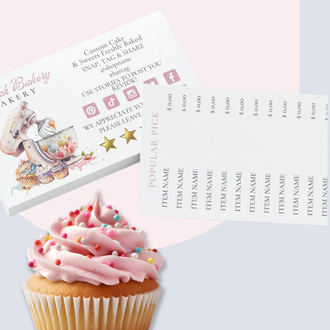 Personalized French Bakery Business Card + Appointment Card, Rewards ...