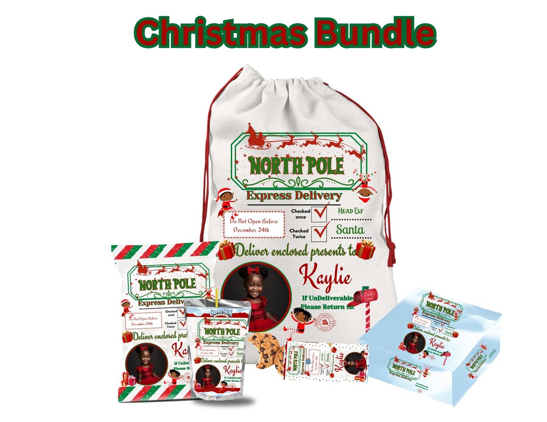 Editable Christmas Party Favor Bundle W/ Santa Sack. Canva Editable ...