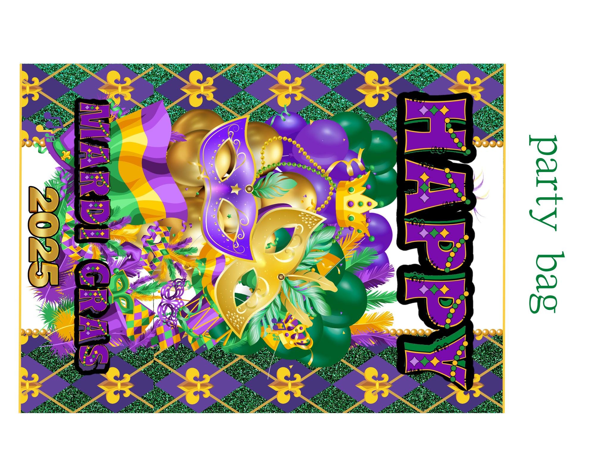 Mardi Gras Party Favor Bundle. Canva Editable Template. Mardi Gras ...
