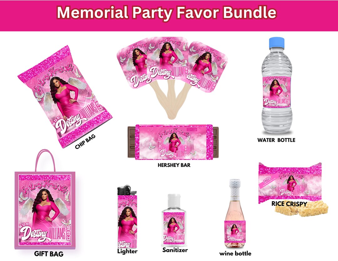 Memorial Party Favor Bundle. Canva Editable Template. Memorial Mockup ...