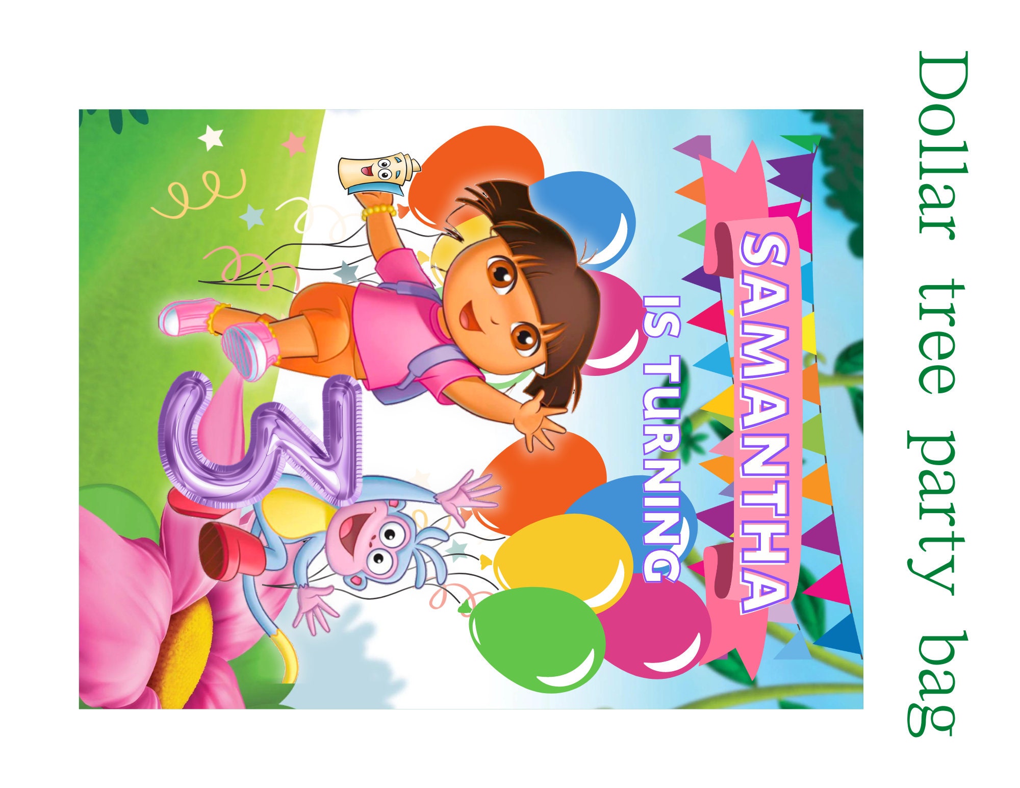 Dora the Explorer Party Favor Bundle. Canva Editable Template. Dora the ...
