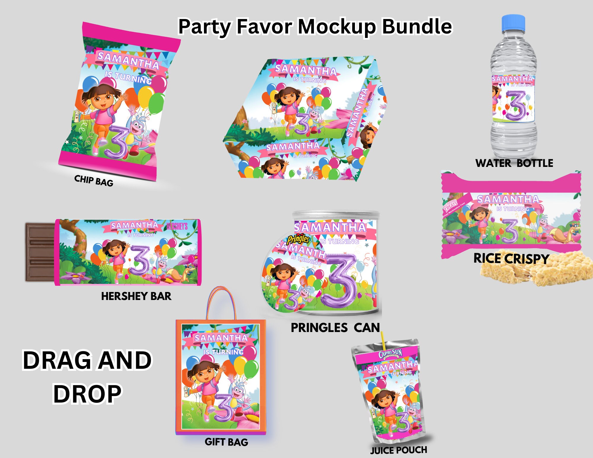 Dora the Explorer Party Favor Bundle. Canva Editable Template. Dora the ...