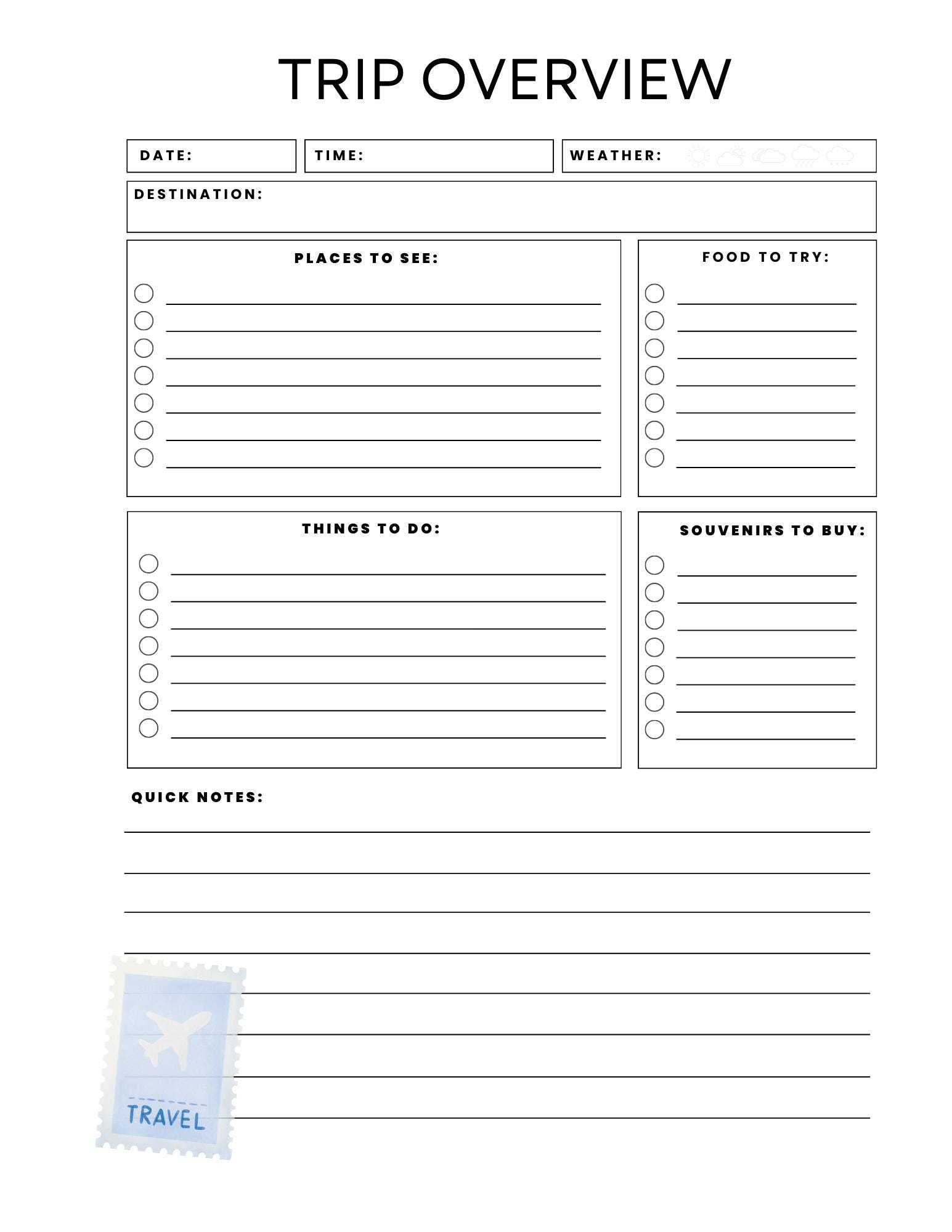 Printable Travel Planners. Packing List. Organizer. Itinerary Planning ...