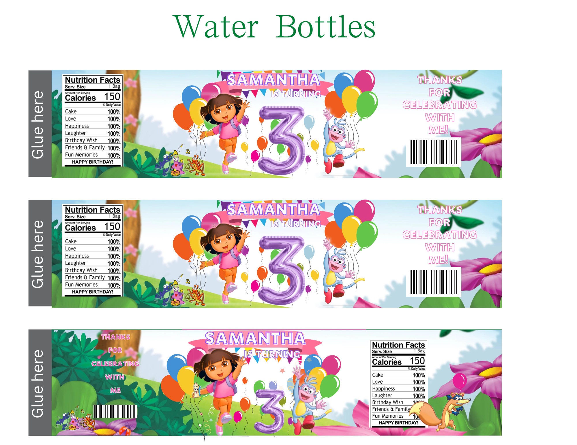 Dora the Explorer Party Favor Bundle. Canva Editable Template. Dora the ...