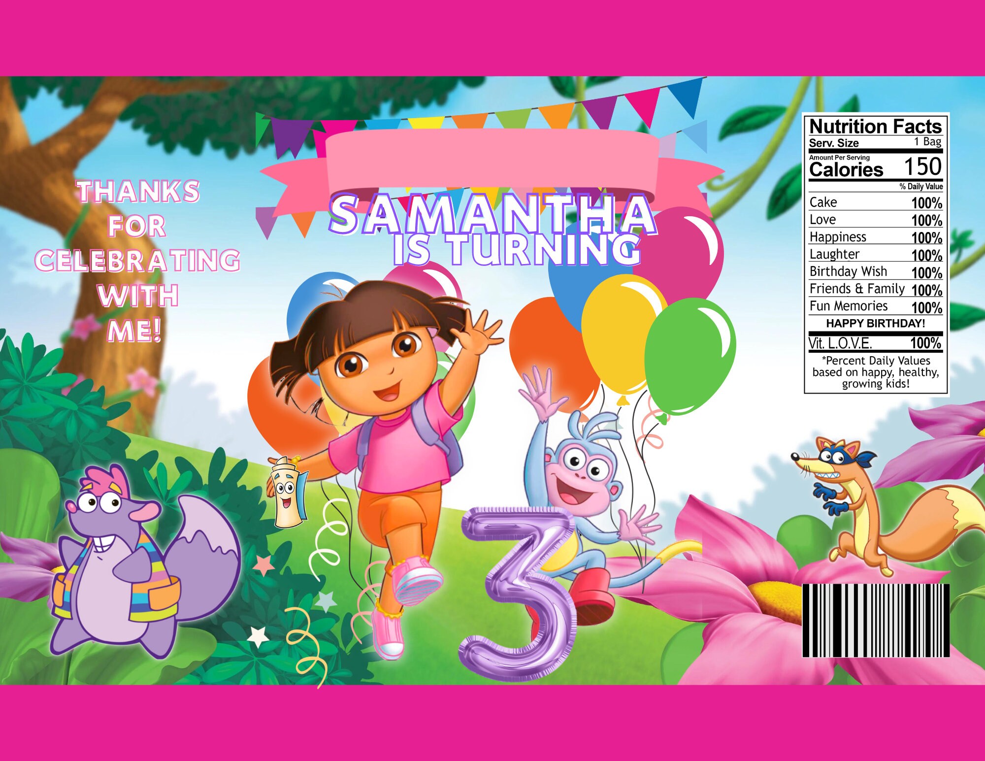 Dora the Explorer Party Favor Bundle. Canva Editable Template. Dora the ...