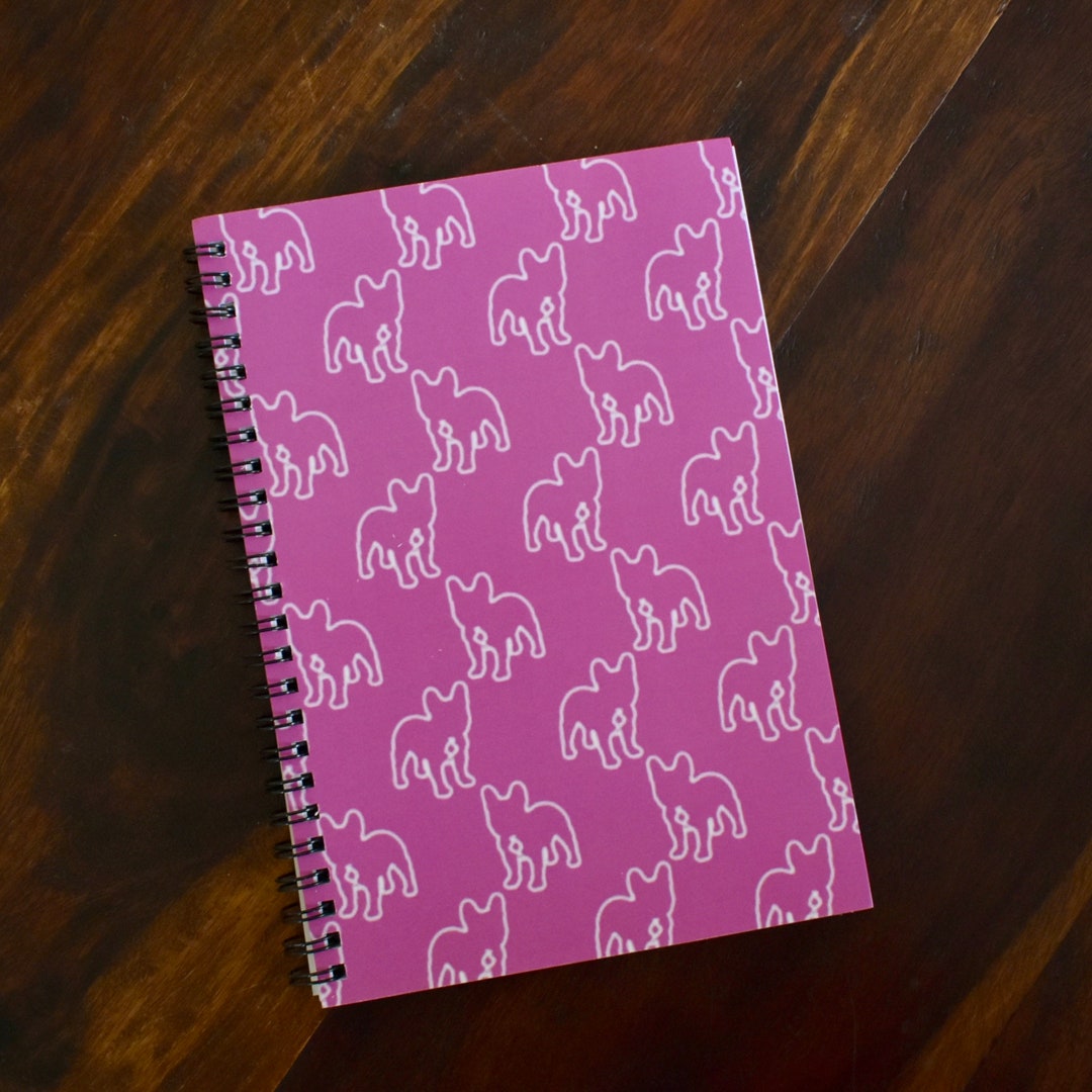 Pink French Bulldog Notebook Spiral 100 Pg Notebook Journal Book for ...