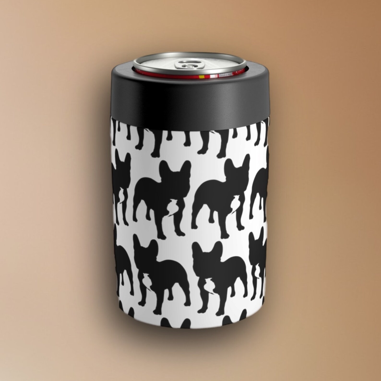 Frenchie Red Blue Koozie Stainless Steel Beer Hugger French Bulldog ...