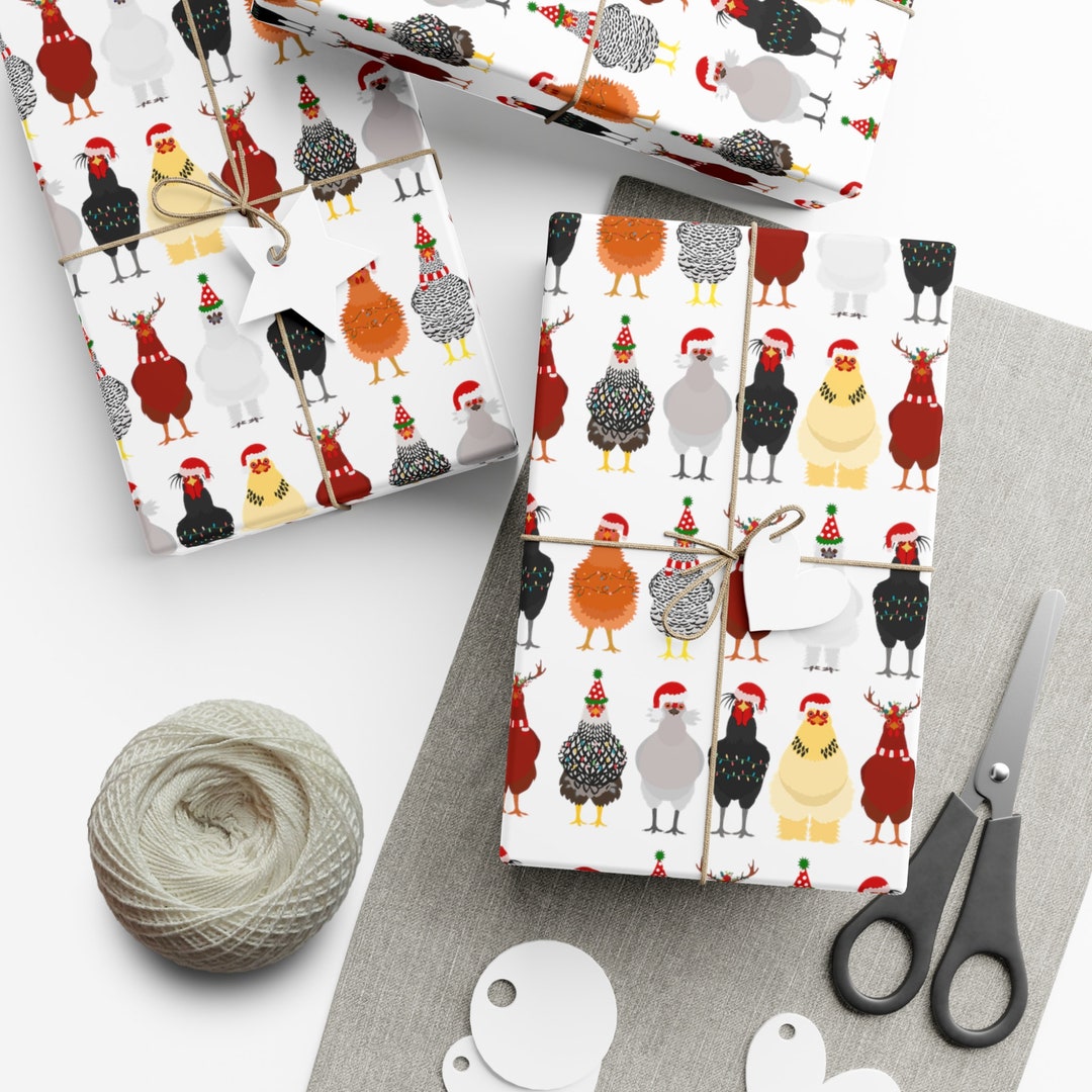 Festive Chicken Christmas Gift Wrapping Paper I Great for Office ...
