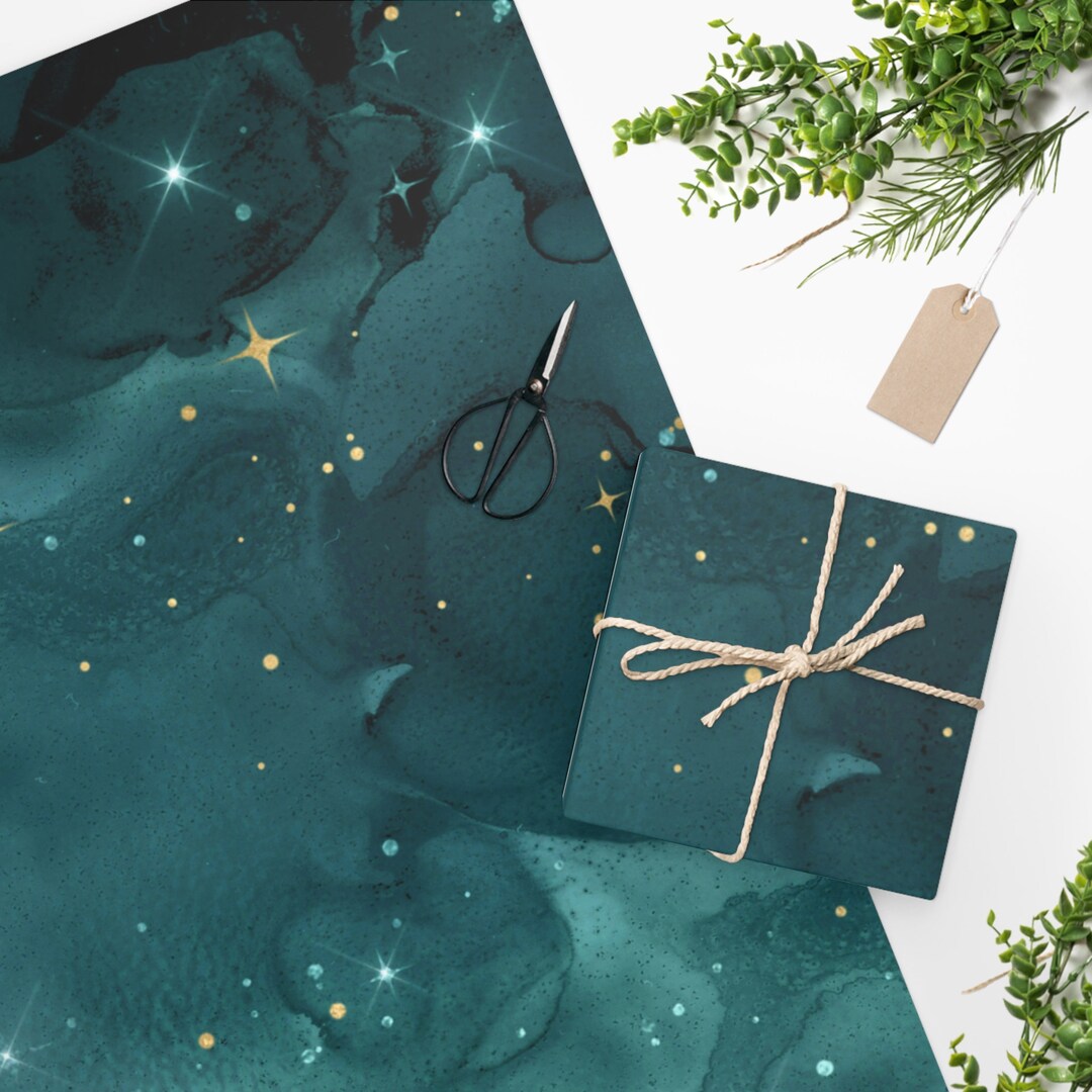 Watercolor Turquoise Wrapping Paper, Gift Wrap for Moms, Daughters Gift ...