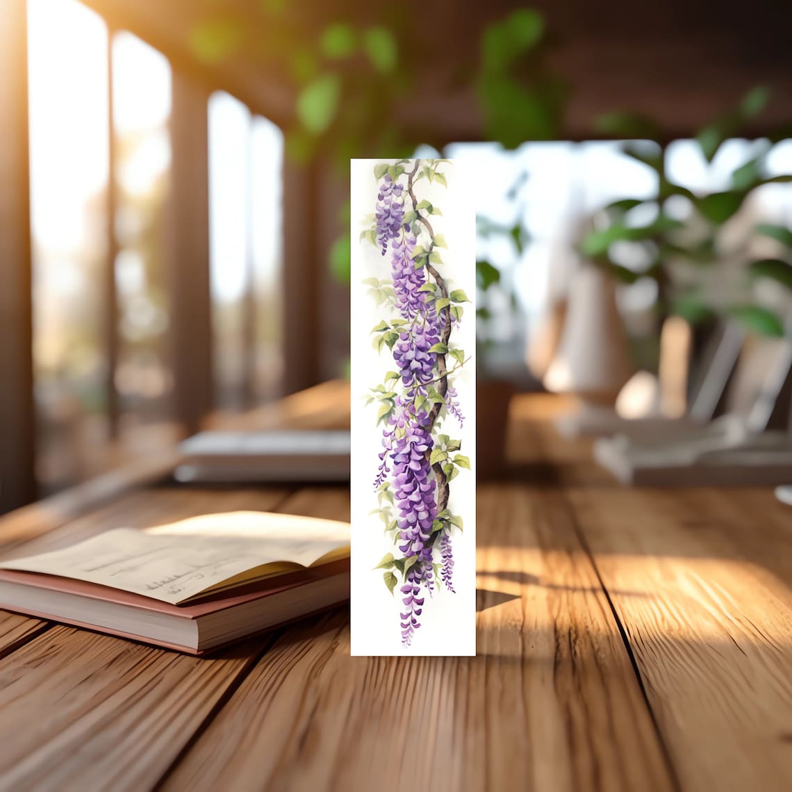 Watercolor Wisteria Bookmark, Editable 5-bookmark Bundle, Vine Artwork ...