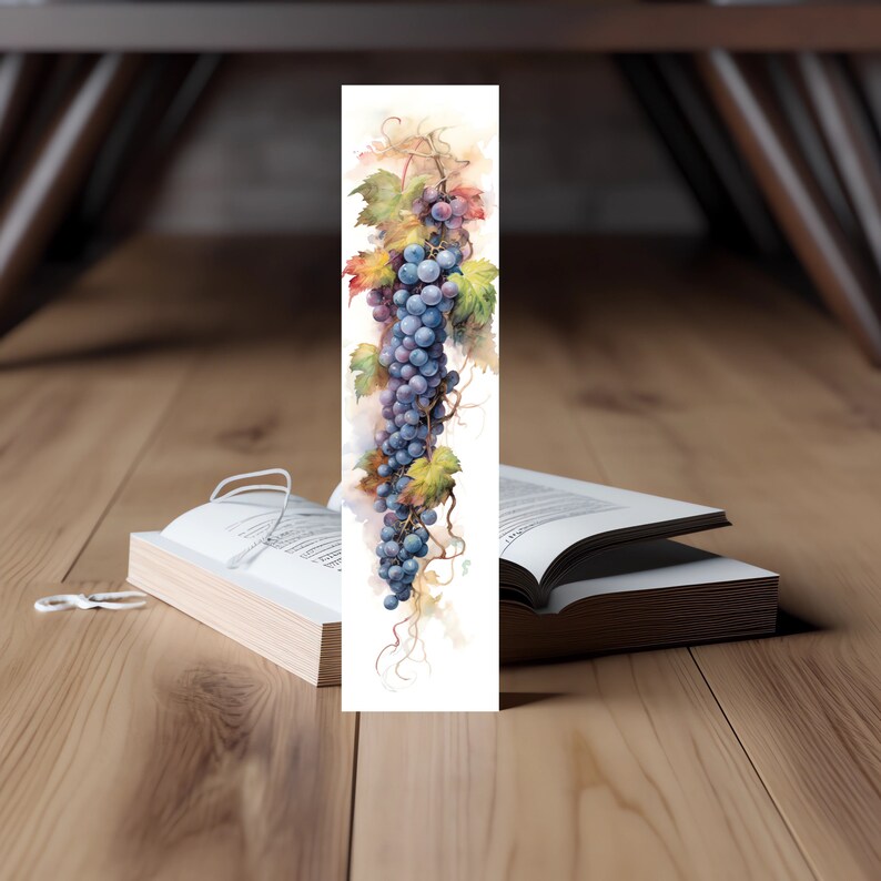 Watercolor Grape Vine Bookmark, Editable 5-bookmark Bundle, Vine ...