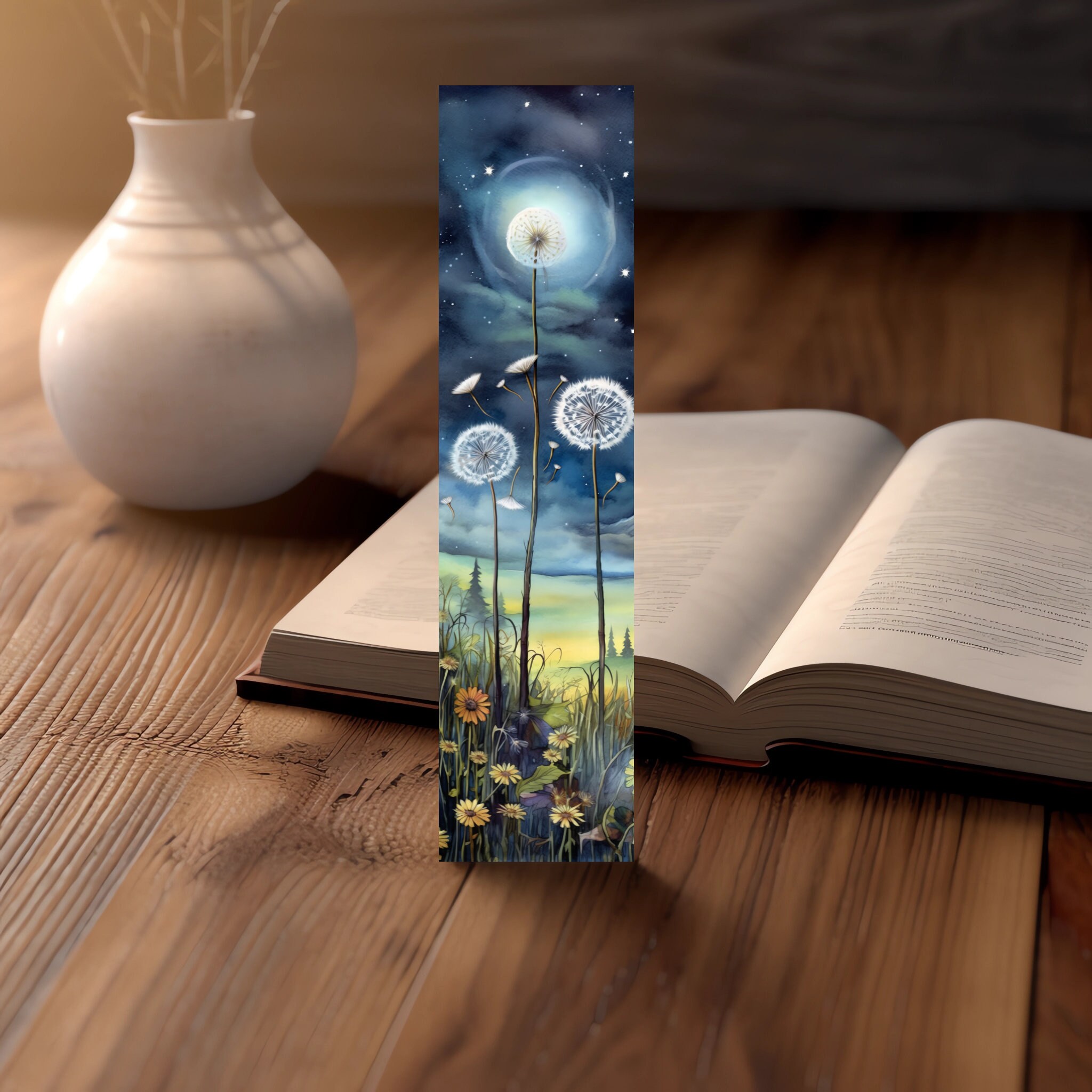 Watercolor Dandelion Bookmark, Editable 5-bookmark Bundle, Floral ...