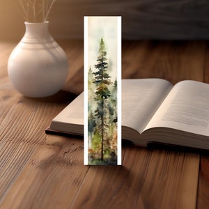 Pine Forest Bookmark, Editable 5-bookmark Bundle, Watercolor Artwork ...