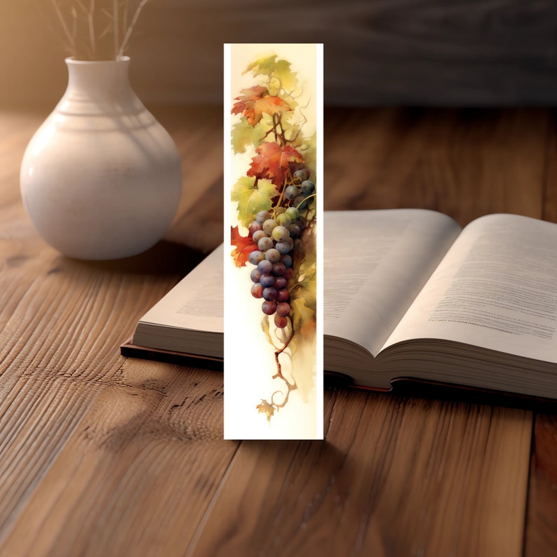 Watercolor Grape Vine Bookmark, Editable 5-bookmark Bundle, Vine ...