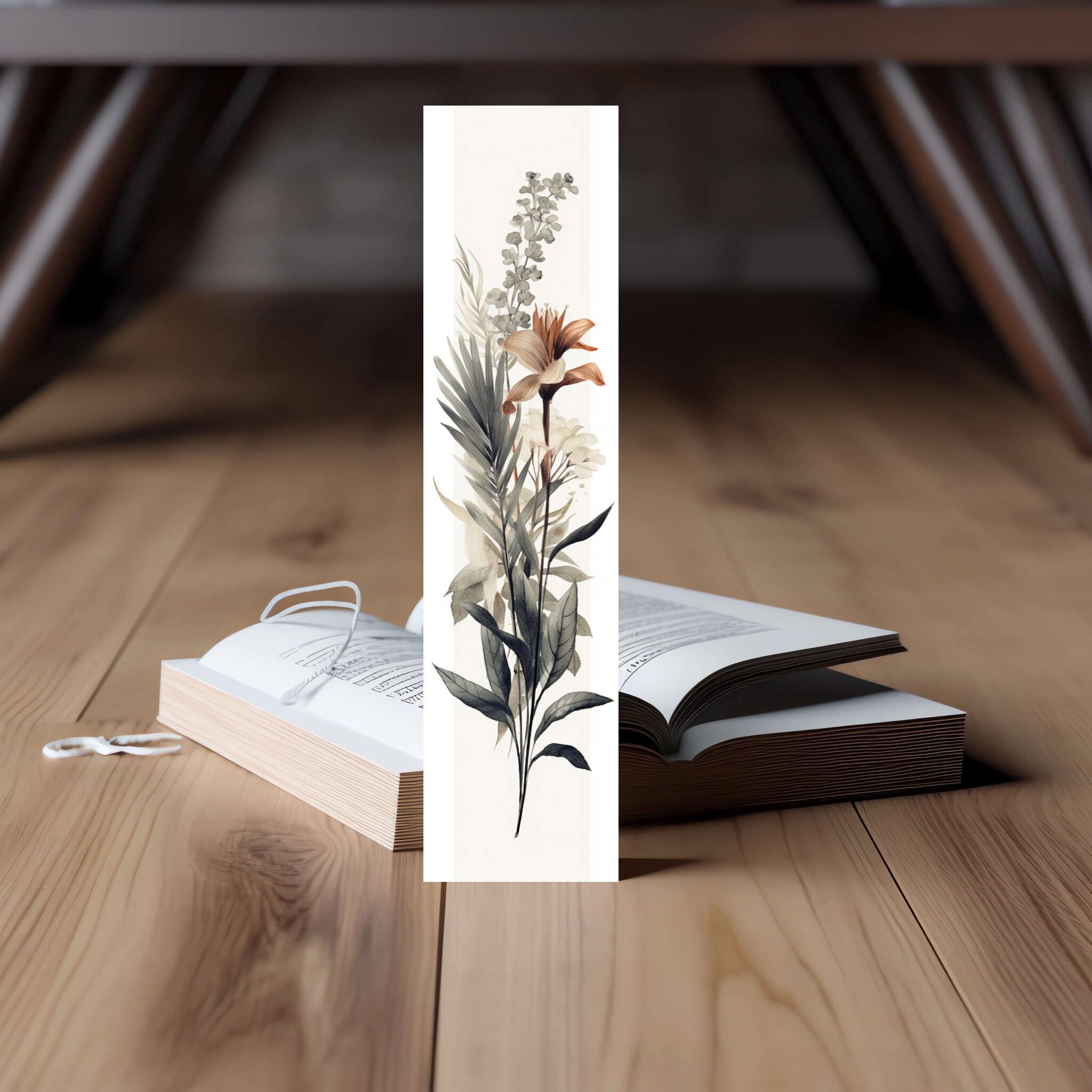 Minimalist Botanical Illustration Bookmark, Editable 5-bookmark Bundle ...