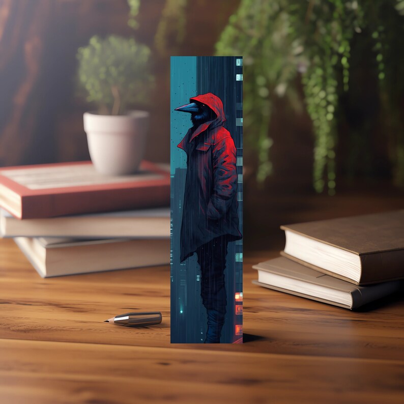 Sci-fi Crow Bookmark, Editable 5-bookmark Bundle, Futuristic Fauna ...
