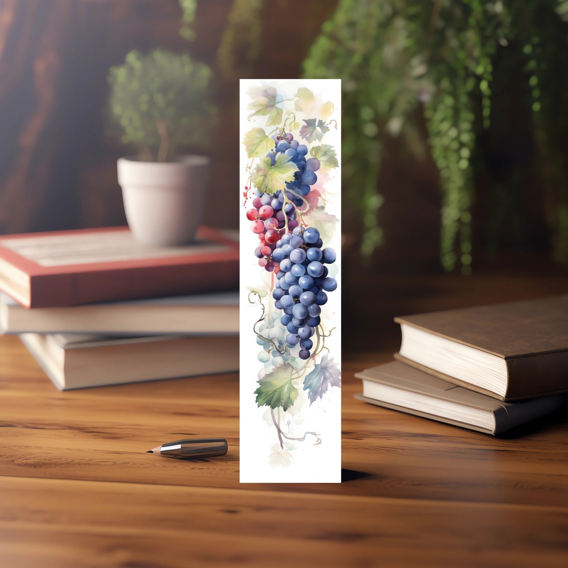 Watercolor Grape Vine Bookmark, Editable 5-bookmark Bundle, Vine ...