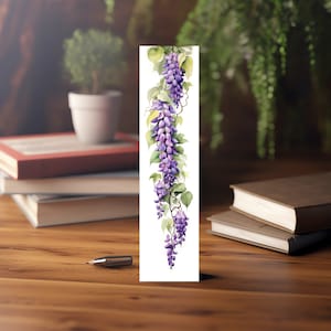 Watercolor Wisteria Bookmark, Editable 5-bookmark Bundle, Vine Artwork ...