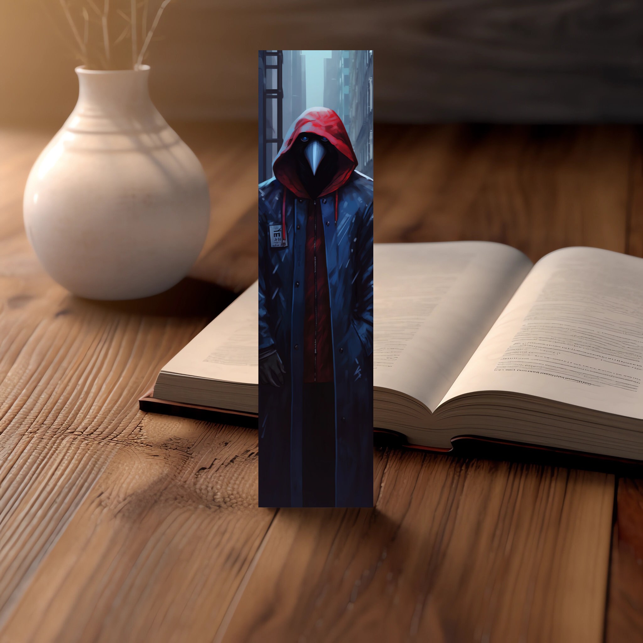 Sci-fi Crow Bookmark, Editable 5-bookmark Bundle, Futuristic Fauna ...