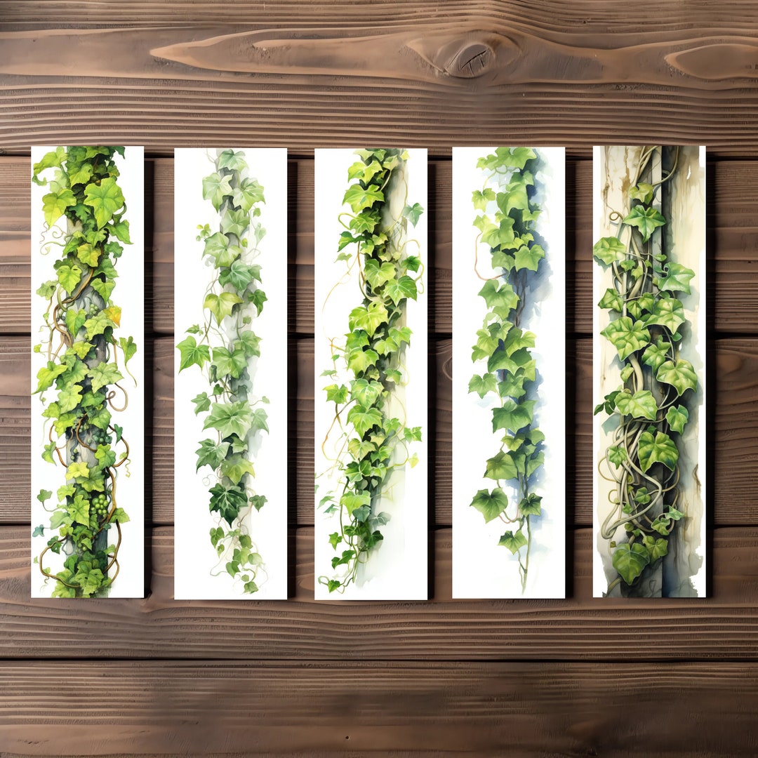 Watercolor Ivy Vine Bookmark, Editable 5-bookmark Bundle, Vine Artwork ...