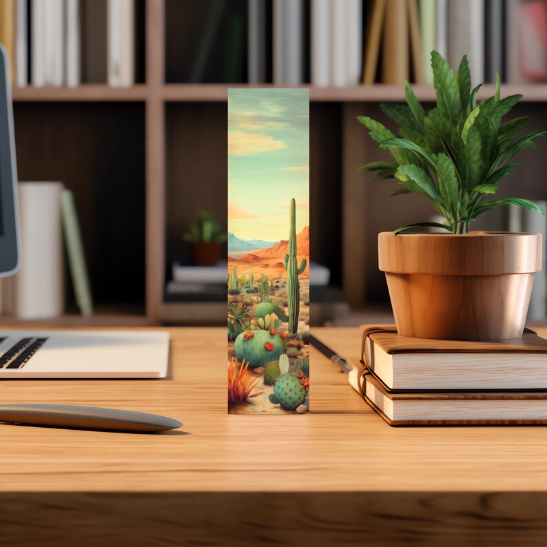 Cactus Bookmark, Editable 5-bookmark Bundle, Watercolor Artwork, Desert ...