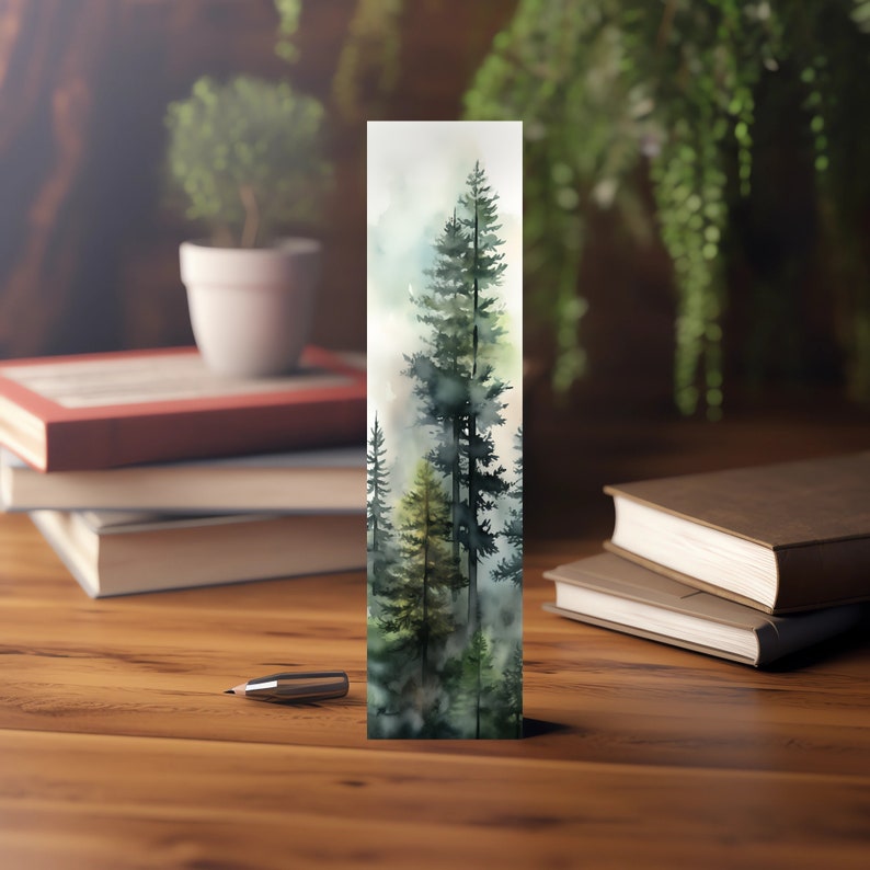 Pine Forest Bookmark, Editable 5-bookmark Bundle, Watercolor Artwork ...