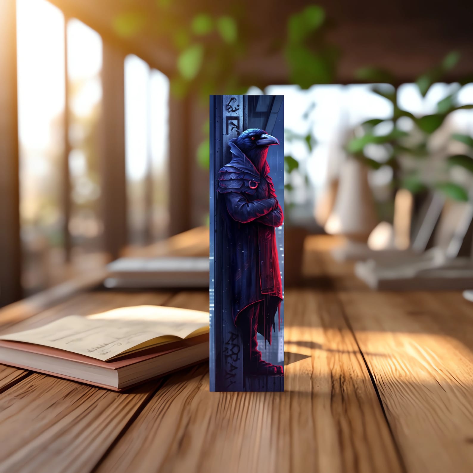 Sci-fi Crow Bookmark, Editable 5-bookmark Bundle, Futuristic Fauna ...