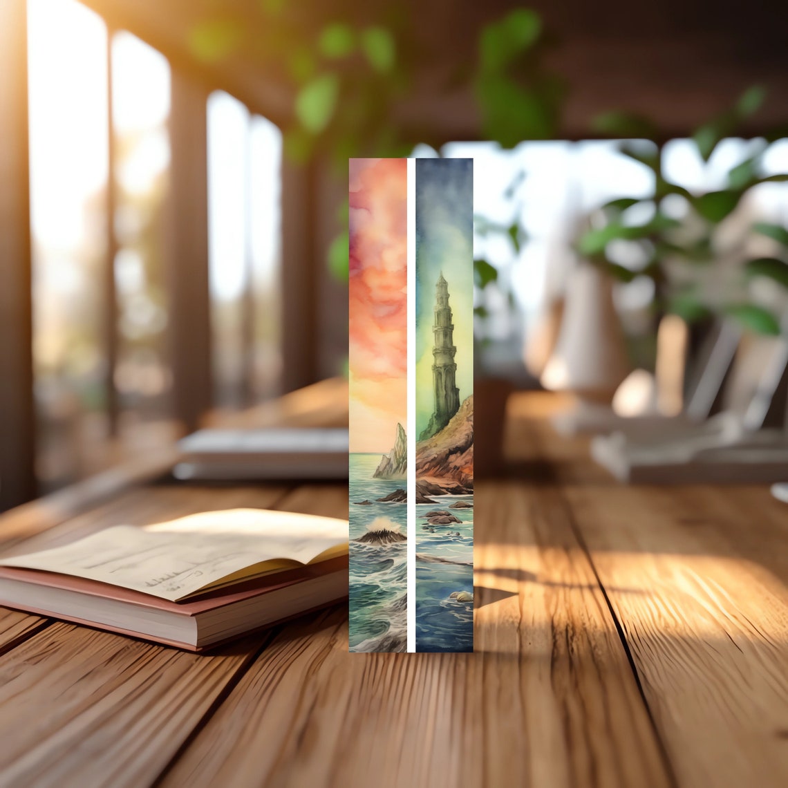 Ocean Waves Bookmark, Editable 5-bookmark Bundle, Watercolor Sea ...
