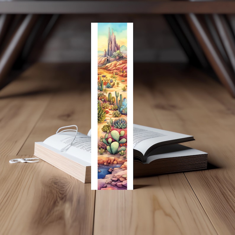 Cactus Bookmark, Editable 5-bookmark Bundle, Watercolor Artwork, Desert ...