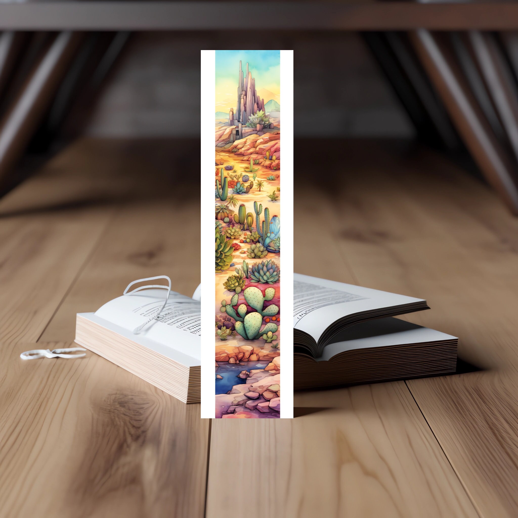 Cactus Bookmark, Editable 5-bookmark Bundle, Watercolor Artwork, Desert ...