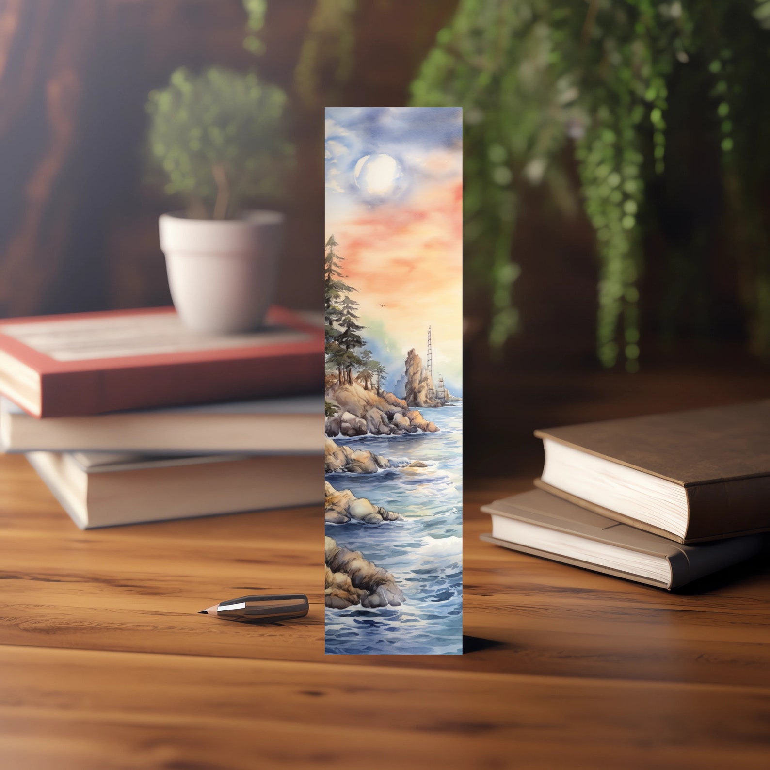 Ocean Waves Bookmark, Editable 5-bookmark Bundle, Watercolor Sea ...