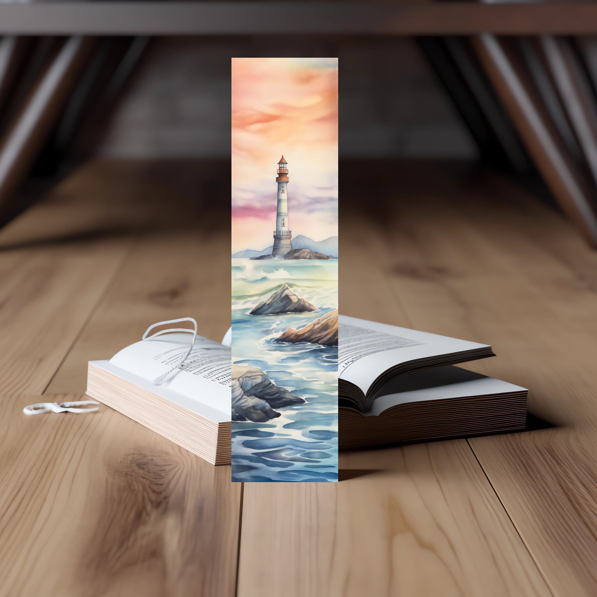 Ocean Waves Bookmark, Editable 5-bookmark Bundle, Watercolor Sea ...