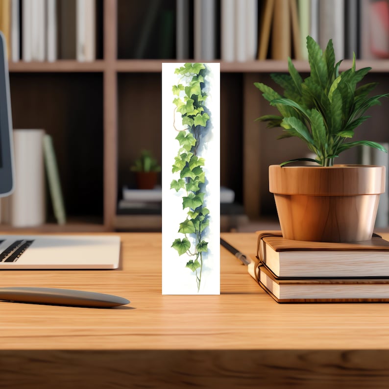Watercolor Ivy Vine Bookmark, Editable 5-bookmark Bundle, Vine Artwork ...