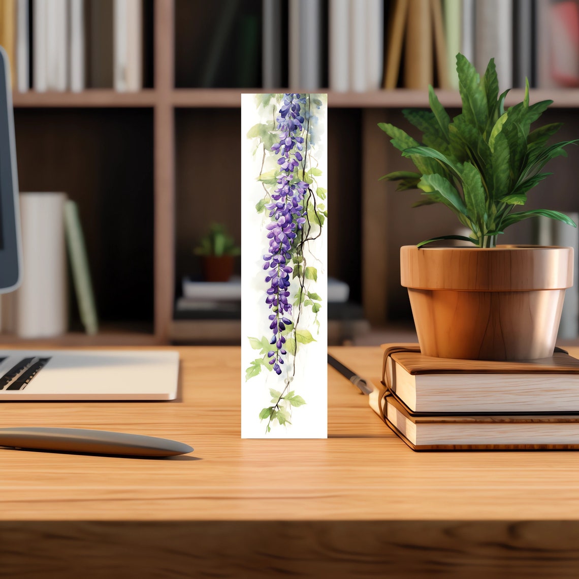 Watercolor Wisteria Bookmark, Editable 5-bookmark Bundle, Vine Artwork ...