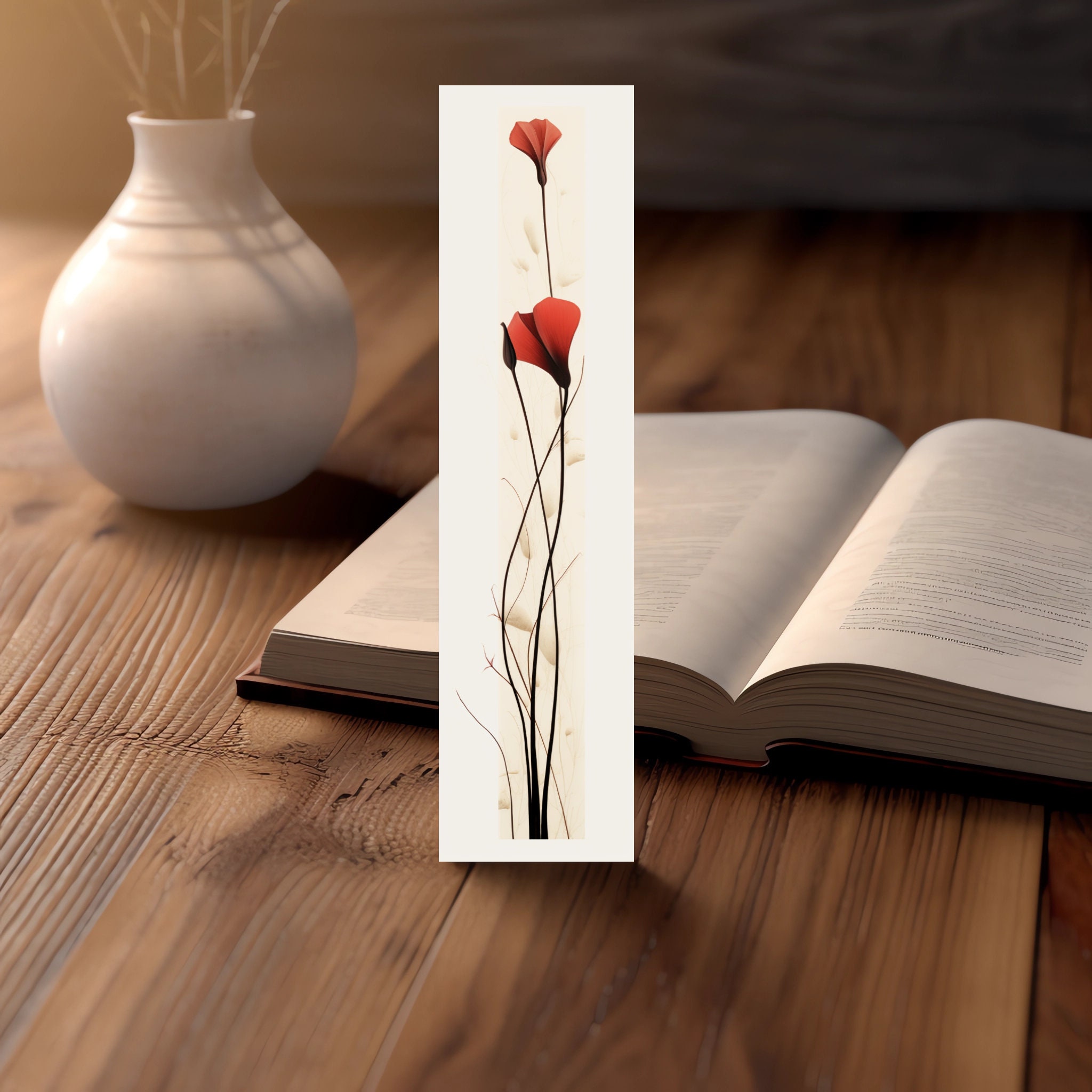 Minimalist Botanical Illustration Bookmark, Editable 5-bookmark Bundle ...