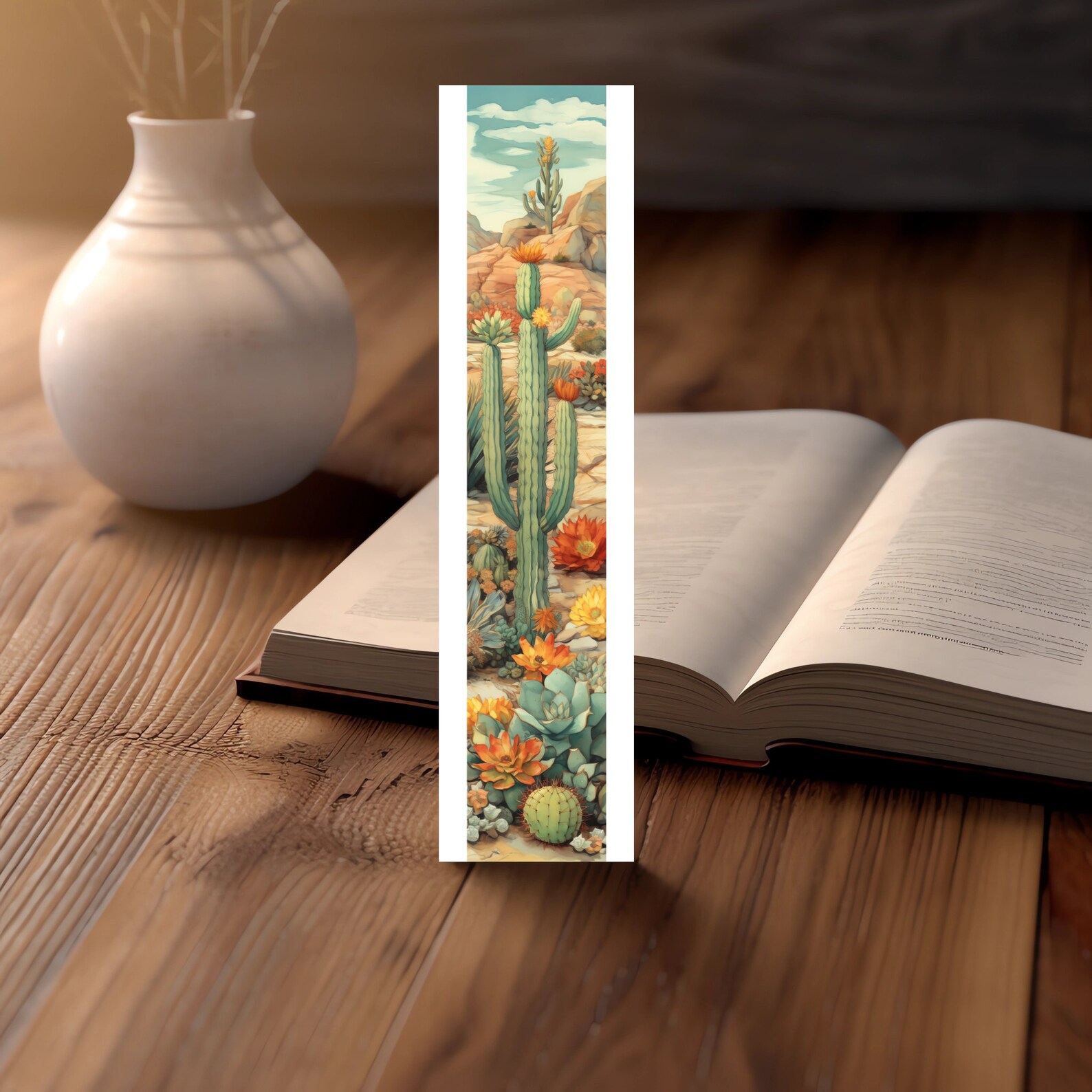 Cactus Bookmark, Editable 5-bookmark Bundle, Watercolor Artwork, Desert ...