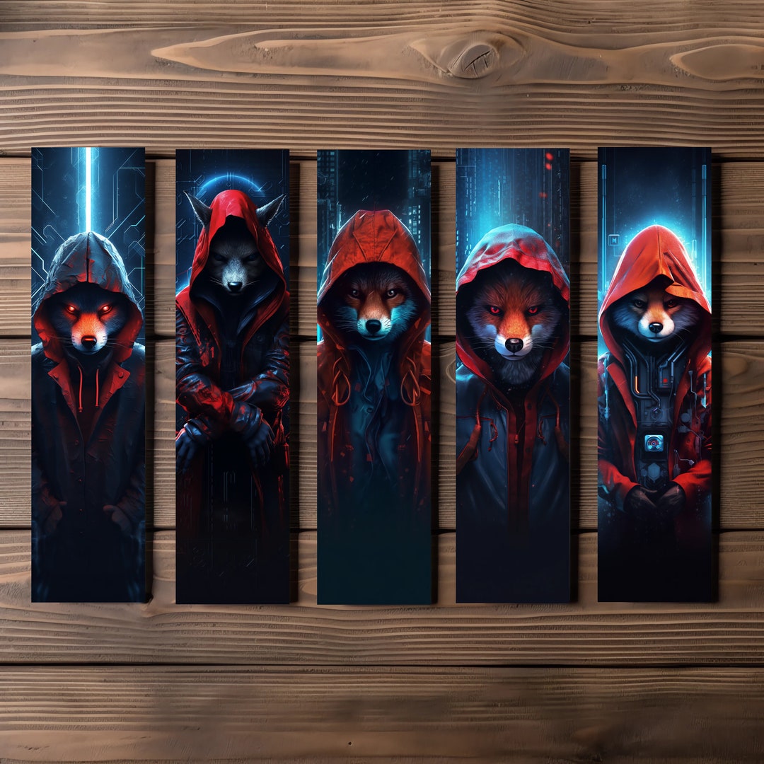 Sci-fi Fox Bookmark, Editable 5-bookmark Bundle, Futuristic Fauna ...
