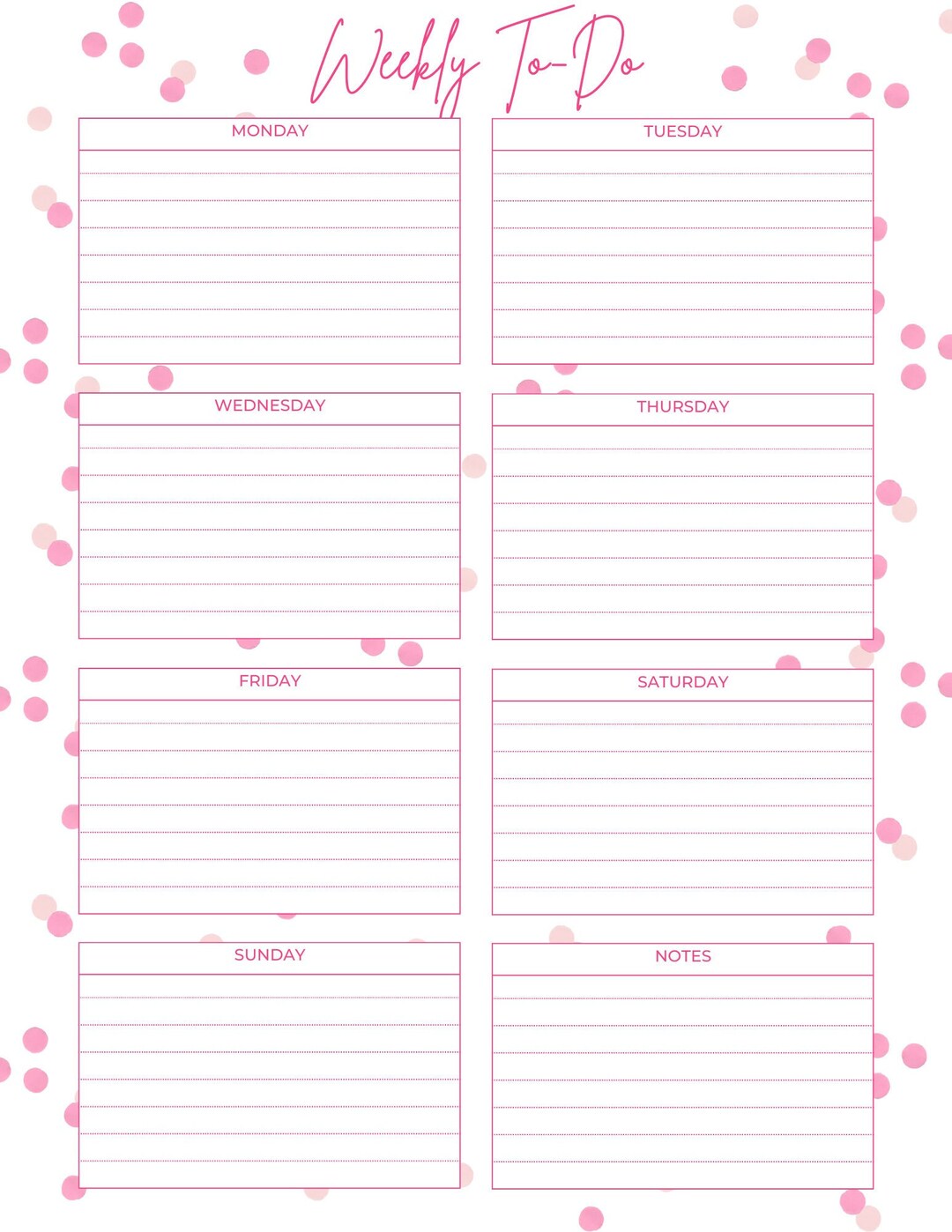Pink Polka-dot Weekly Planner - Etsy