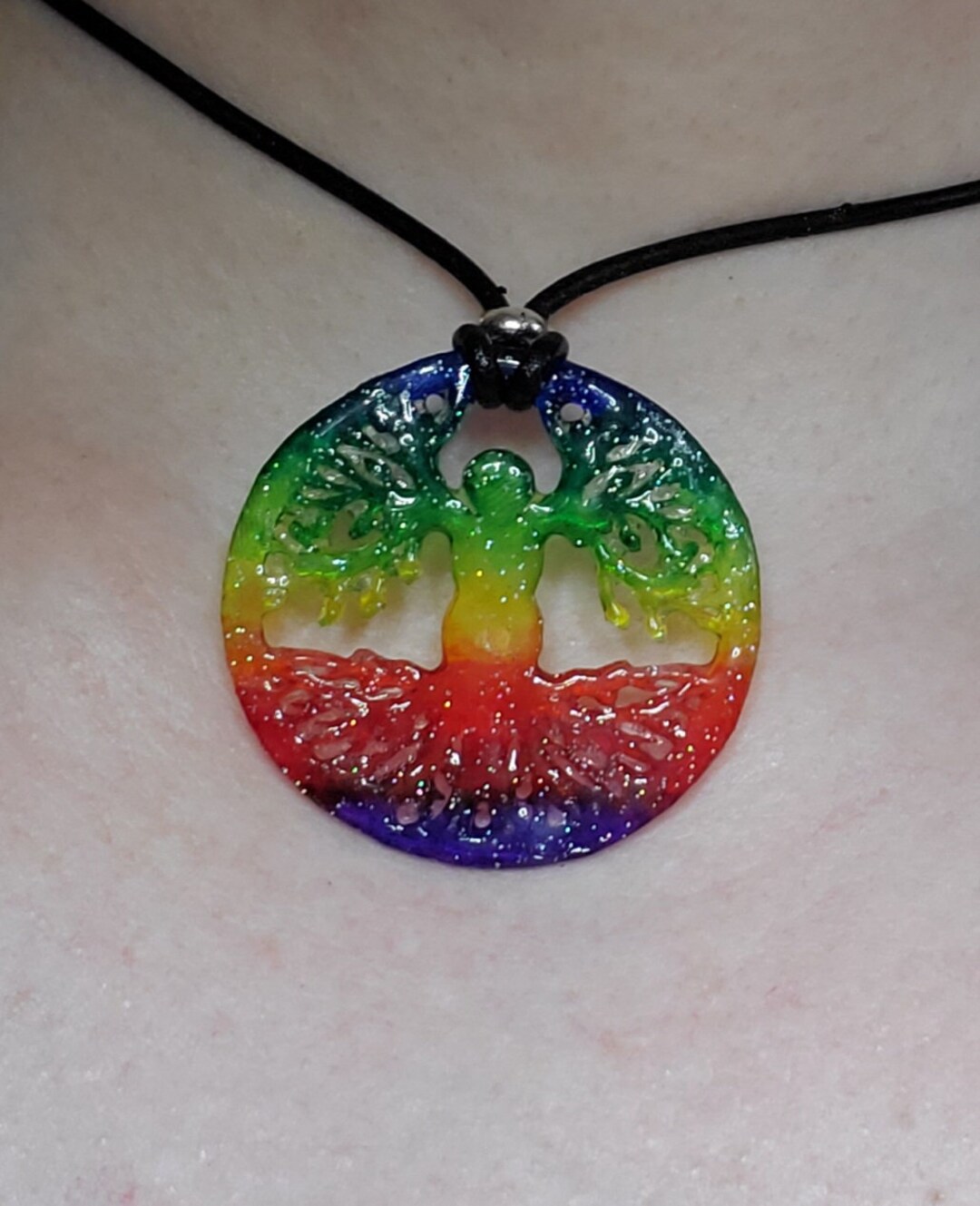 Rainbow Tree of Life Pendant Necklace - Etsy