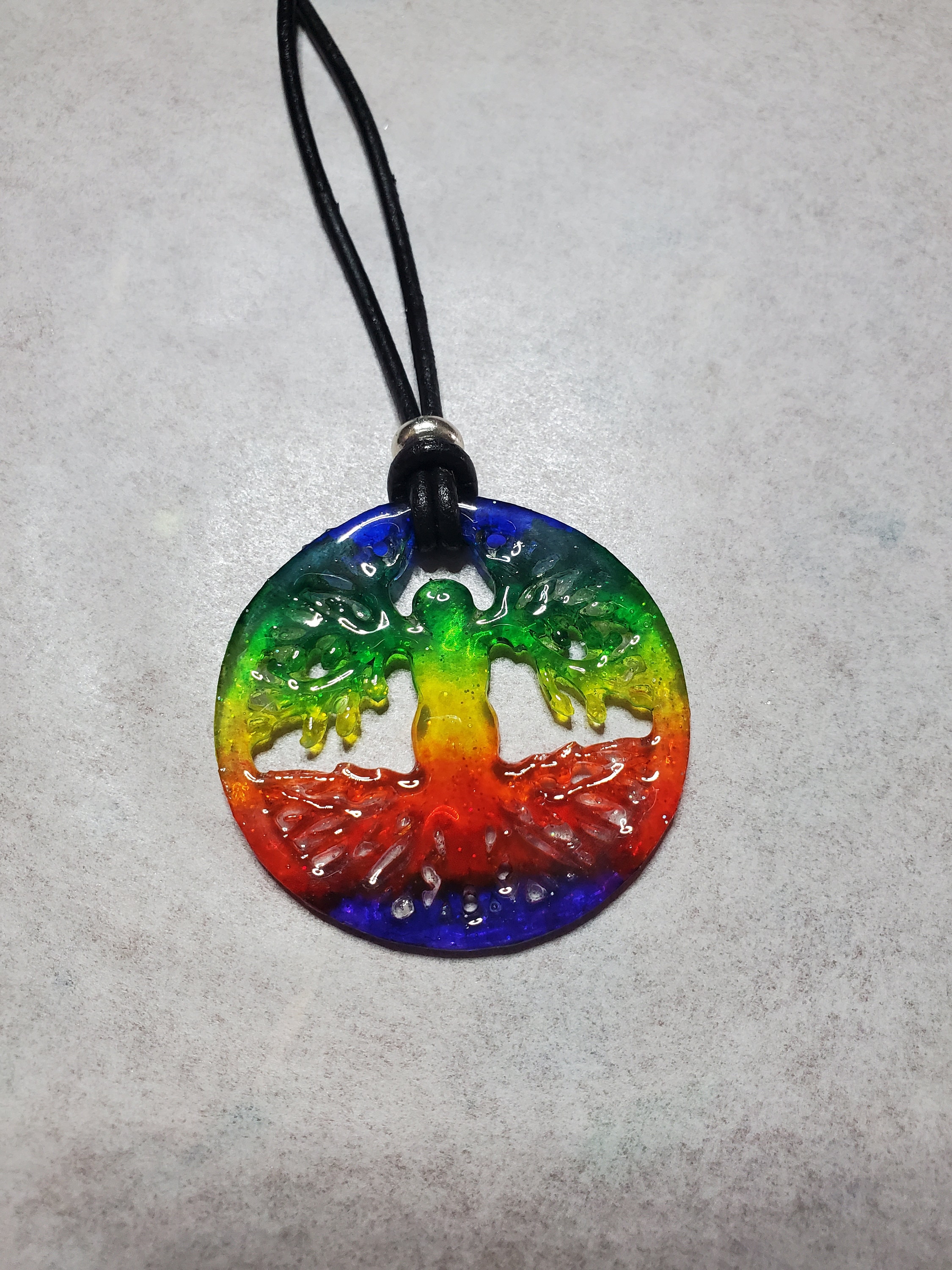 Rainbow Tree of Life Pendant Necklace - Etsy