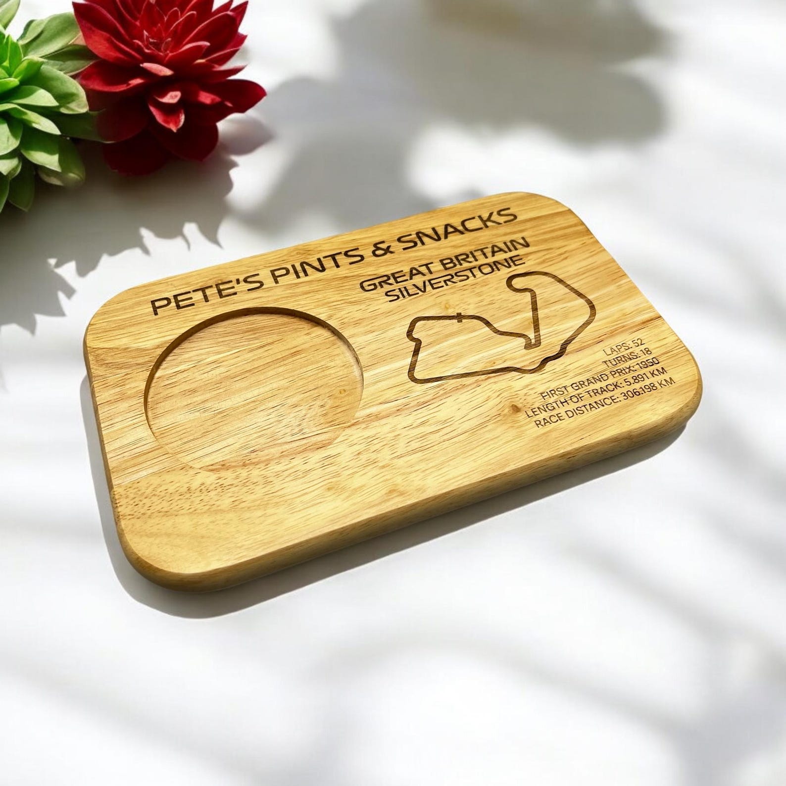 Personalised Custom Engraved Wooden F1 Tea & Biscuit Board | Novelty ...