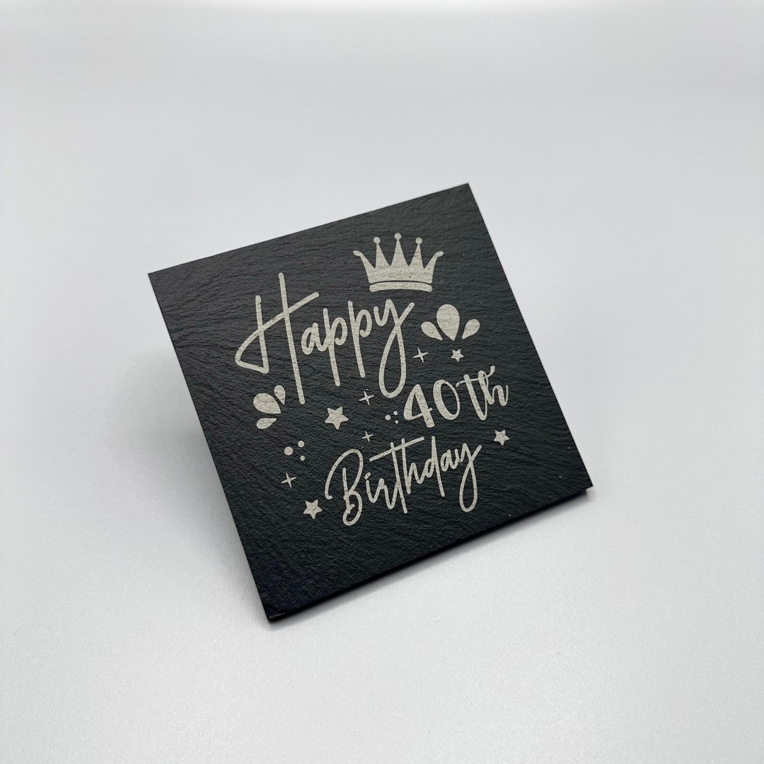 Happy Birthday Coaster Custom Age Slate Coaster Birthday Gift Present ...