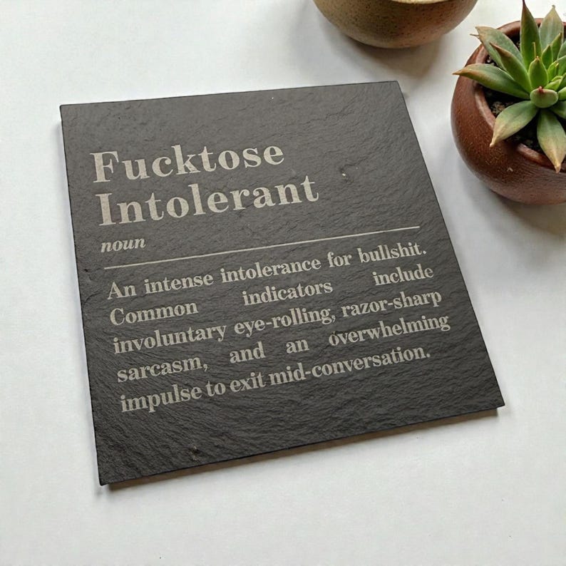 Fucktose Intolerant Definition Slate Coaster | Teacher | Colleague ...