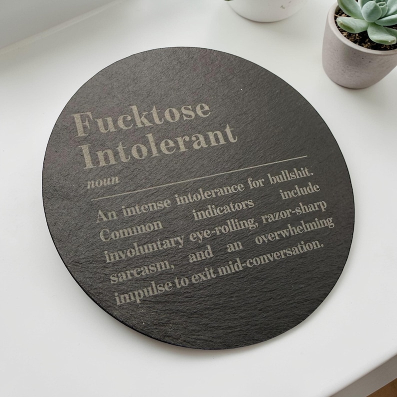 Fucktose Intolerant Definition Slate Coaster | Teacher | Colleague ...