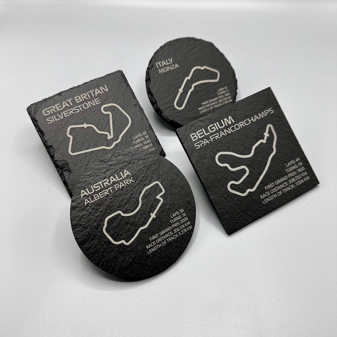 F1 Slate Coasters Circuit Layouts and Track Info Present Gift Birthday ...