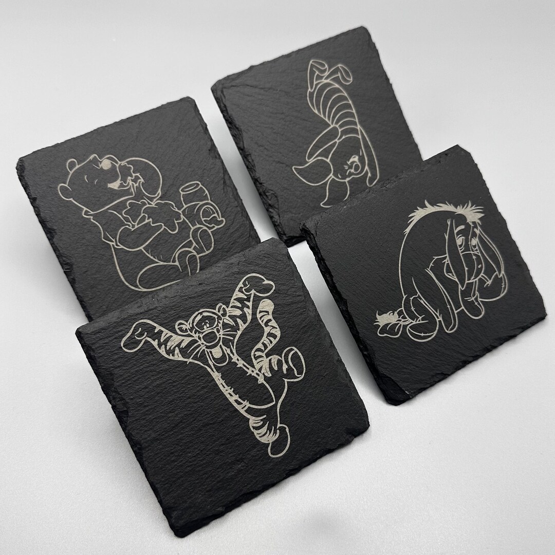Winnie the Pooh Coaster Set 120 Designs Piglet Tigger Eeyore Engraved ...